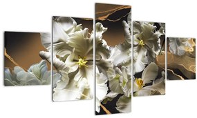 Obraz - Květy orchidejí na mramorovém pozadí (125x70 cm)
