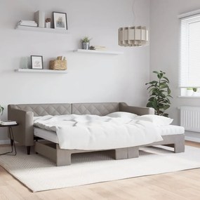 Válenda s přistýlkou a matracemi taupe 90 x 200 cm textil 3197447