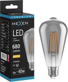 Mexen Vintis, LED filamentová žárovka E27, ST64, 8 W, teplá bílá 2700K, kouřová, L152-E27-0827-70
