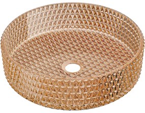 Mexen Aura skleněné umyvadlo na desku 39 x 39 cm, růžové zlato - 24013968