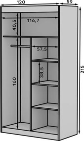 ADRK Furniture Posuvná skříň se zrcadlem ESTI 120