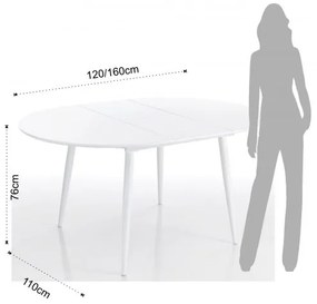 Jídelní rozkládací kulatý stůl ASTRO ROUND 120-160cm TOMASUCCI