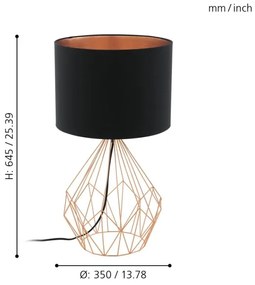 Eglo 95185 - Stolní lampa PEDREGAL 1xE27/60W/230V