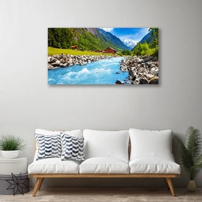 Obraz na plátně Hory Řeka Krajina 140x70 cm