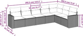 7dílná zahradní sedací souprava s poduškami černá polyratan 3251382