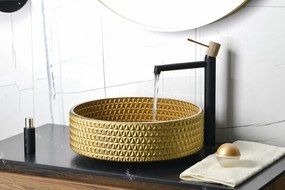 Sapho Sapho, MARAGUA gravírované skleněné umyvadlo na desku Ø 39,5 cm, zlatá, TY214Z