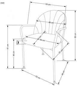 Jídelní křesílko VIENNA — ocel, látka, černá / béžová Halmar