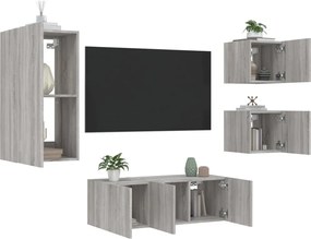 vidaXL 5dílná obývací stěna s LED kompozitní dřevo [3216829] Barva: šedá sonoma
