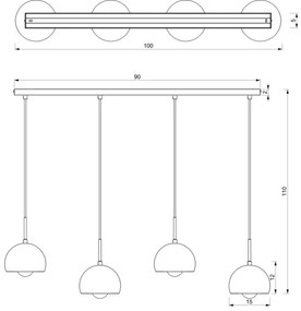 Lustr na lanku COOL 4xE27/60W/230V černá