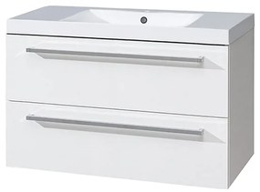 Mereo Mereo, Bino, koupelnová skříňka s umyvadlem z litého mramoru 101cm, bílá, dub, CN662M