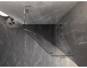 Mexen Lunar, L pravý výklopný pětiúhelníkový sprchový kout 80 x 80 cm, 8mm čiré sklo, chromový profil, 831L-080P-080L-01-00-P