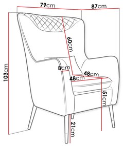 Elegantní křeslo Trippier, krémová Magic Velvet