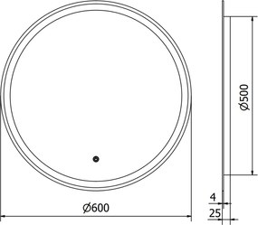 Mexen Gobi, LED kulaté koupelnové zrcadlo s podsvícením 60 cm, 6000K, ochrana proti zamlžování, 9801-060-060-611-00