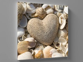 Liox Obraz kamenné srdce a mušle Rozměr: 60 x 60 cm