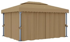 Altán se závěsy 4 x 3 m taupe hliník 3067050