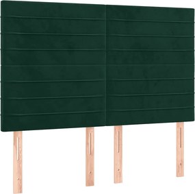 Box spring postel s matrací a LED tmavě zelená 140x200 cm samet 3136188