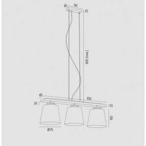 Argon 6250 - Lustr na lanku ARDEN 3xE27/15W/230V zlatá