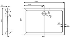 Aqualine, TECMI sprchová vanička z litého mramoru 120x80x3 cm, PQ12080