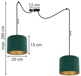 Závěsné svítidlo MEDIOLAN SPIDER, 2x textilní stínítko (výběr z 10 barev), (výběr ze 2 barev konstrukce), G