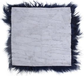 Kožený modrý podsedák dlouhý chlup - 40*40*2cm