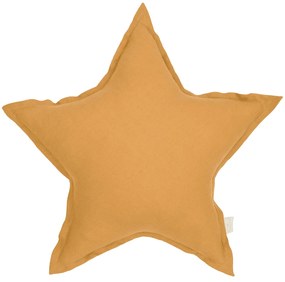 Lněný polštář hvězda karamelová 50 cm