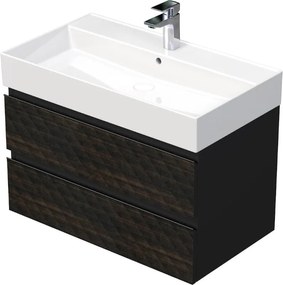 Koupelnová skříňka s umyvadlem SAT Cube Way 80x47,5x46 cm hnědá mat CUBE3D46802ZHSAT