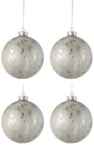 Sada stříbrných vánočních koulí s matnou patinou L ( 4ks) - 10*10*10 cm