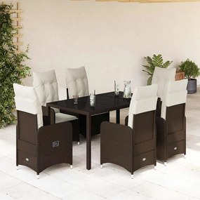 7dílný zahradní bistro set s poduškami hnědý polyratan 3277068