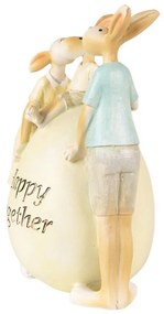 Velikonoční dekorace králíčci u vajíčka Happy together – 13x9x17 cm