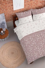 Detexpol Flanelové povlečení 220x200 pudrově růžové listy 4942 B Flanel 2024