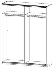 Šatní skříň Quadra, 181 cm, bílá/zrcadlo