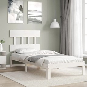 vidaXL Rám postele s čelem 100 x 200 cm masivní dřevo [3193588] Barva: Bílá