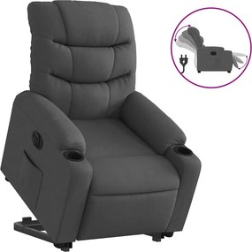 Elektrické zvedací polohovací křeslo tmavě šedé textil 3206664