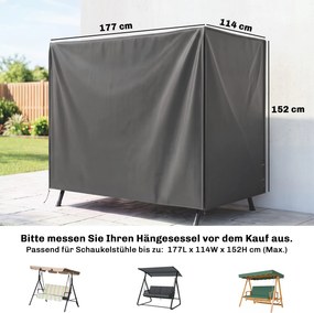 Outsunny Kryt na zahradní houpačku, ochranný obal na hollywoodskou houpačku, voděodolný kryt, 177 x 114 x 152 cm, šedý