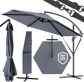 Závěsný slunečník antracitová Ø300cm hliníkový UV 80+ křížová podnož