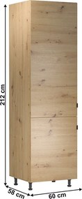 Tempo Kondela Vysoká skříň LANGEN D60ZL pro vestavnou lednici, levá, dub artisan