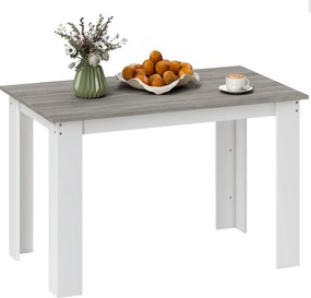 HOMCOM Jídelní stůl pro 4-6 osob, obdélníkový kuchyňský stůl moderní styl, nosnost 50 kg, 120x69x75 cm, šedý a bílý | Aosom