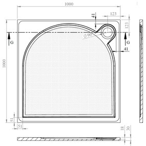 Gelco LARCA sprchová vanička z litého mramoru, čtverec, 100x100cm PL001 LARCA 100 PL001