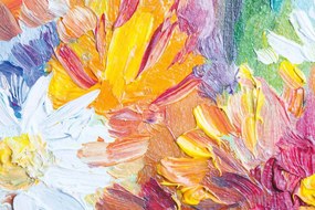 DIMEX | Samolepicí vliesová fototapeta na zeď Olejomalba květy MA-5-2014 | 375 x 250 cm | žlutá, oranžová, růžová