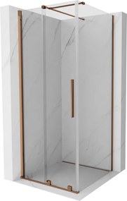 Mexen Velar, sprchový kout s posuvnými dveřmi 90(dveře) x 90(stěna) cm, 8mm čiré sklo, růžové zlato, 871-090-090-01-60