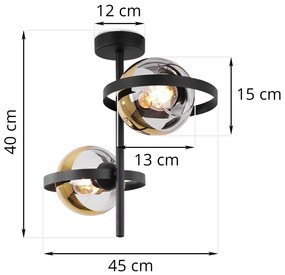 Stropní svítidlo Asturia Ring, 2x zlaté/transparentní skleněné stínítko, B