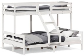 Patrová postel 90 x 200/140 x 200 cm bílá masivní borové dřevo,  3207174