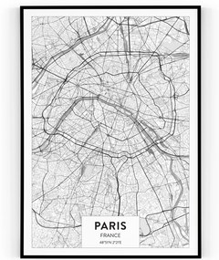 Plakát / Obraz Mapa Paris Pololesklý saténový papír 210 g/m² A4 - 21 x 29,7 cm