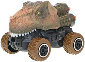 Dinoworld auto/dinosaurus 12,5 cm na zpětný chod Hnědé