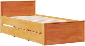 Postel bez matrace s čelem voskově hnědá 75 x 190 cm borovice 3308791