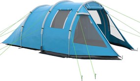 Outsunny Kempingový Stan pro 4 Osoby, Lehký, Stabilní, Voděodolný Rodinný Stan s Dveřmi a Okny, Přepravní Taška, Tunelový Stan s Vodním Sloupcem 2000m