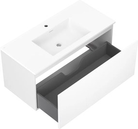 Mexen Orio, koupelnová skříňka 100 cm s umyvadlem Otis, 1 zásuvka, bílá matná, 91A10-10047-1-BF01-W18M01