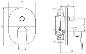 Aqualine - Sprchová baterie pro podomítkovou instalaci LOTTA matná černá