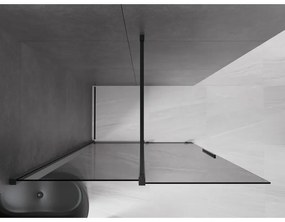 Mexen Velar, sprchová zástěna s posuvnými dveřmi Walk-in 140 x 200 cm, 8mm šedé sklo, černá matná, 871-140-000-43-70
