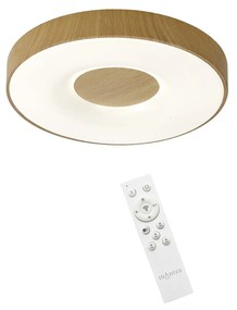 Mantra 7568 Coin, stropní svítidlo LED 56W 2700K-5000K s dálkovým ovladačem, průměr 38cm, imitace dřeva